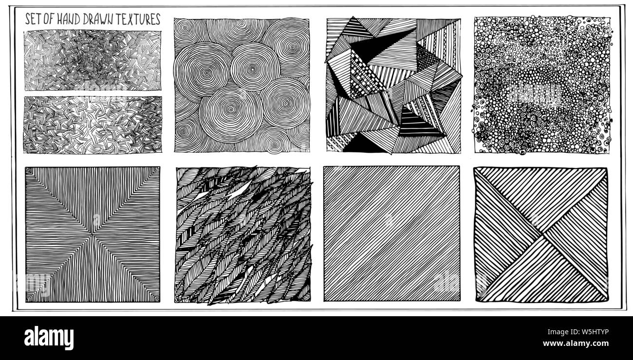 Set of Hand Drawn Textures. For your design, made in vector Stock ...
