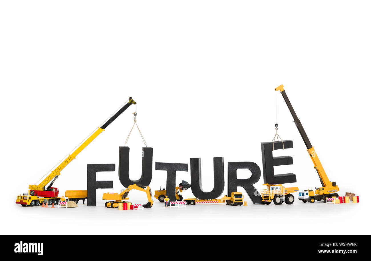 Create your future: Machines building word Stock Photo - Alamy