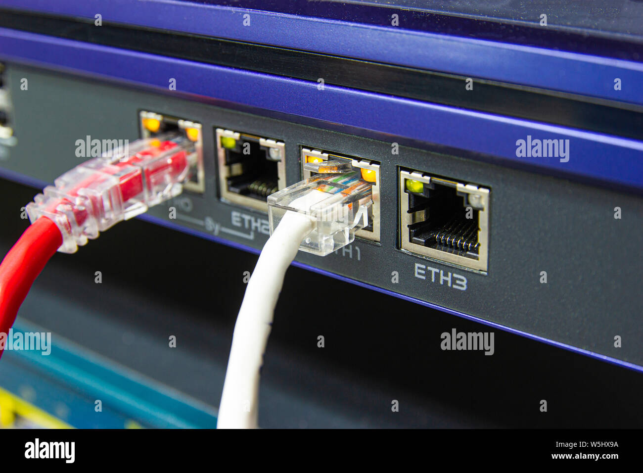 The network cables to connect Lan port in the Datacenter room, concept ...