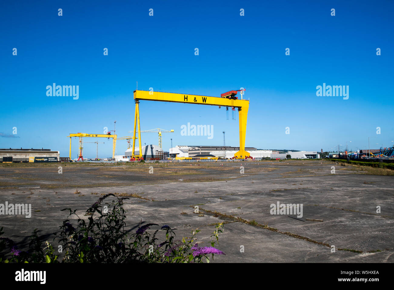 Samson and Goliath, the twin shipbuilding gantry cranes situated in ...