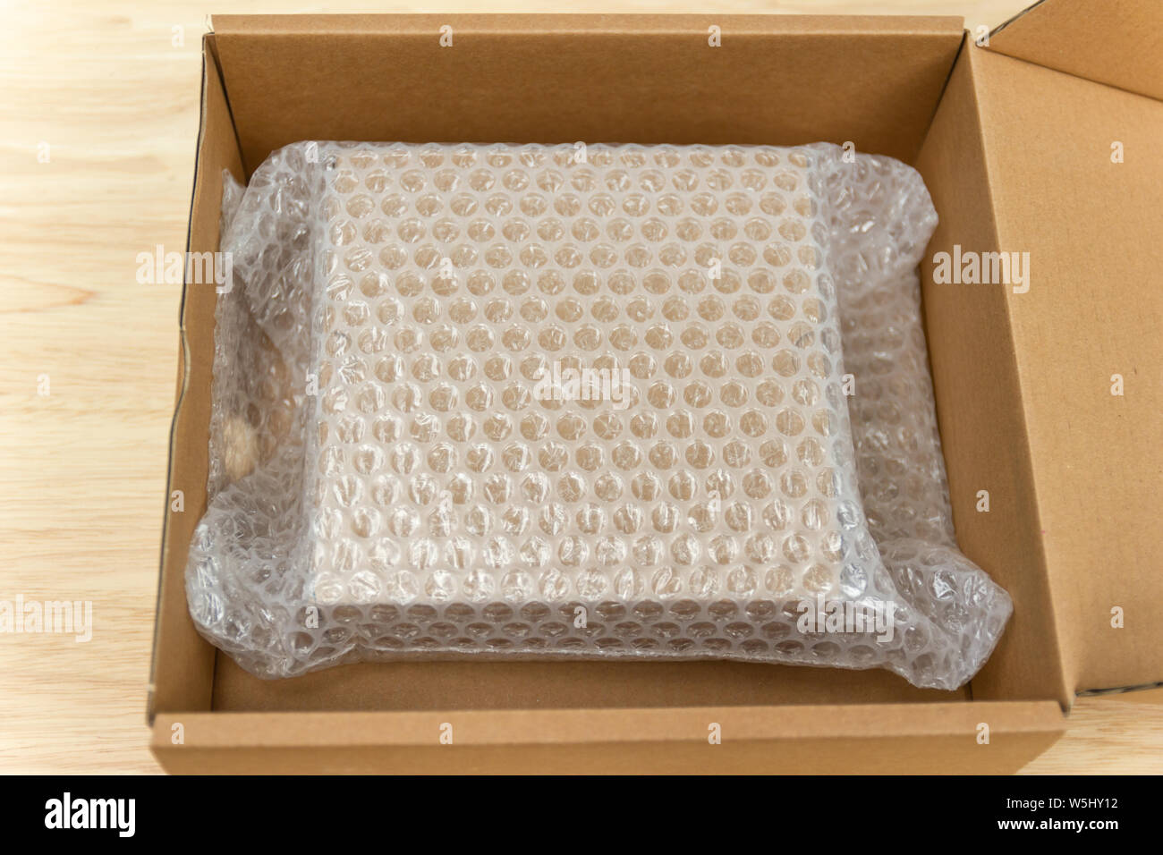 Bubbles covering the box by bubble wrap for protection product cracked ...
