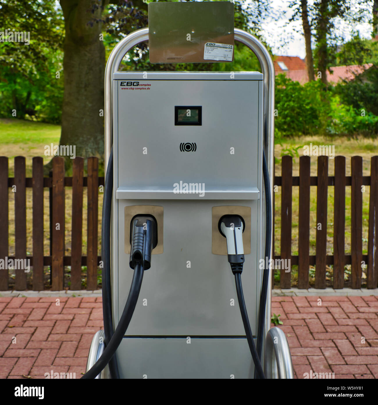 Gifhorn, Germany, July 7., 2019: Charging station of an electric ...