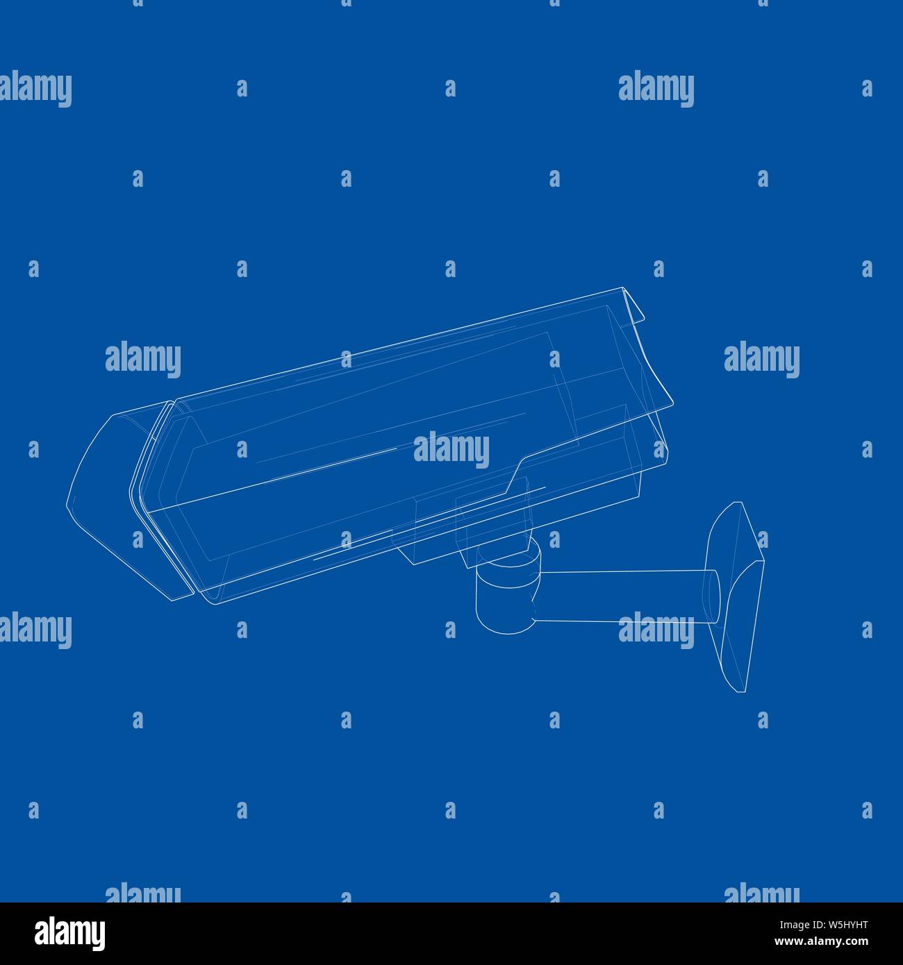 Outline CCTV camera. Security camera. Vector rendering of 3d. Wire ...