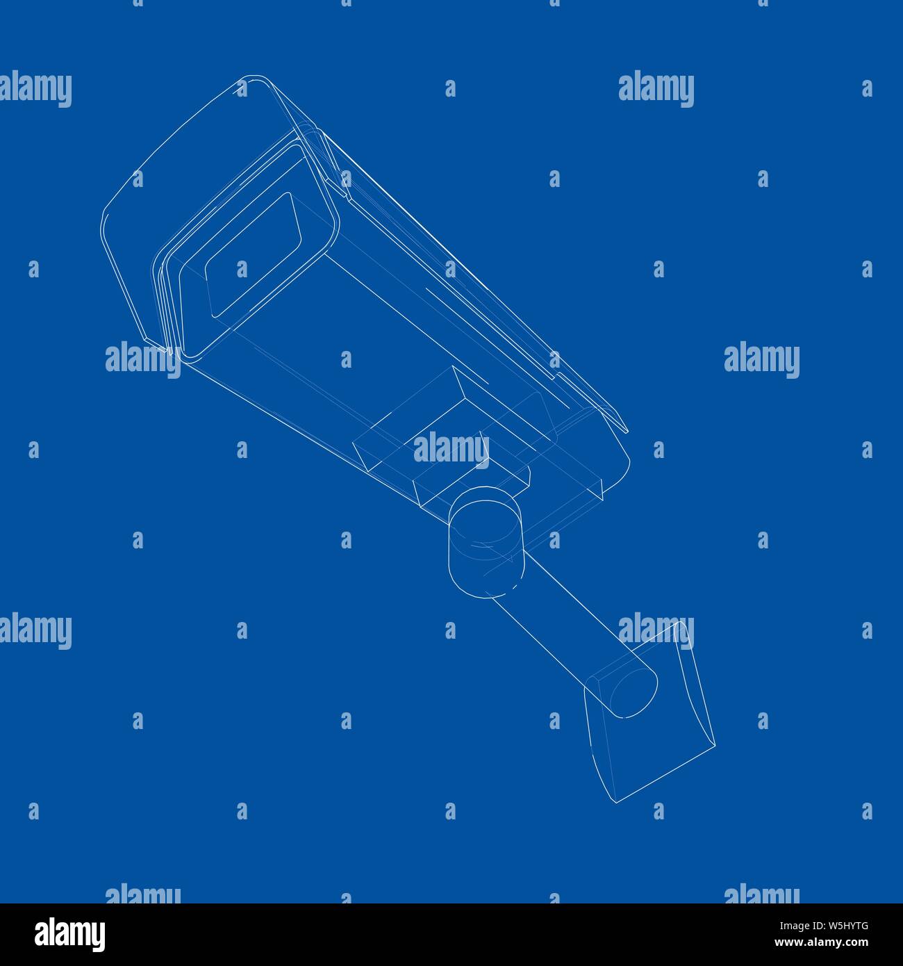 Outline CCTV camera. Security camera. Vector rendering of 3d. Wire ...