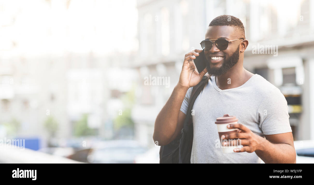 Handsome african man recieve congratulations with promotion Stock Photo ...