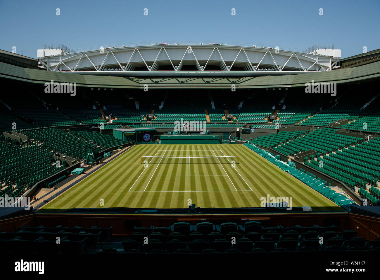 An empty general view of Centre Court home of The Wimbledon ...