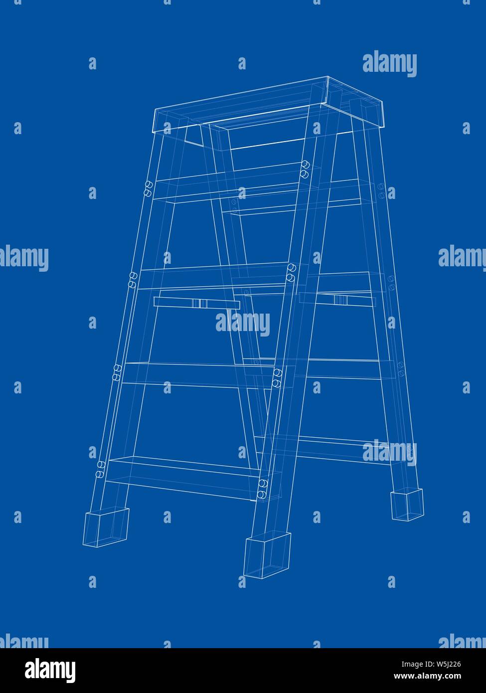 Outline household steps. Vector rendering of 3d. Wire-frame style. The ...