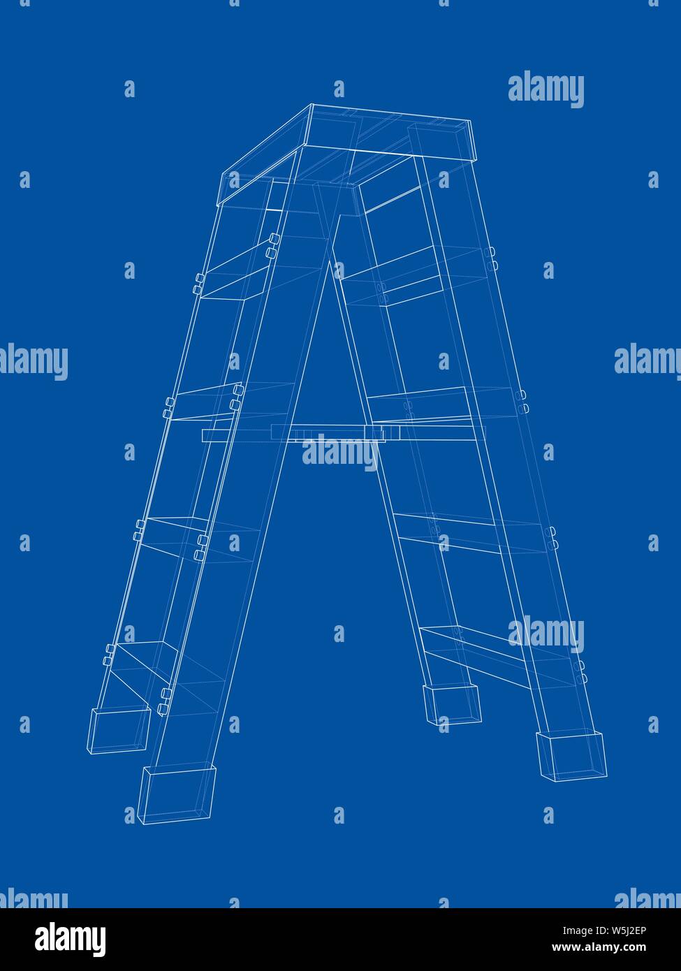 Outline household steps. Vector rendering of 3d. Wire-frame style. The ...