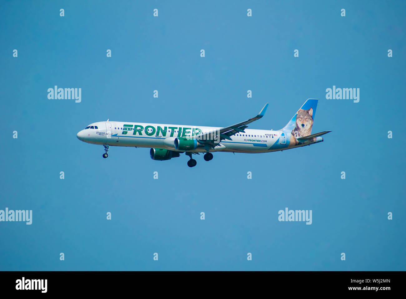 Orlando, Florida. July 09, 2019 . Frontier Airlines departing from ...