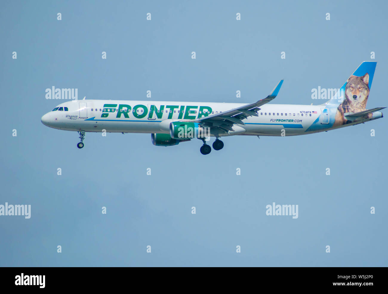 Orlando, Florida. July 09, 2019 . Frontier Airlines departing from ...