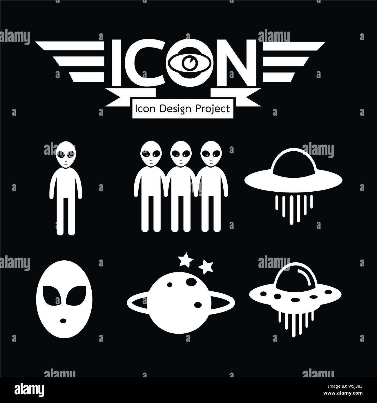 Alien ufo icon Stock Vector Image & Art - Alamy