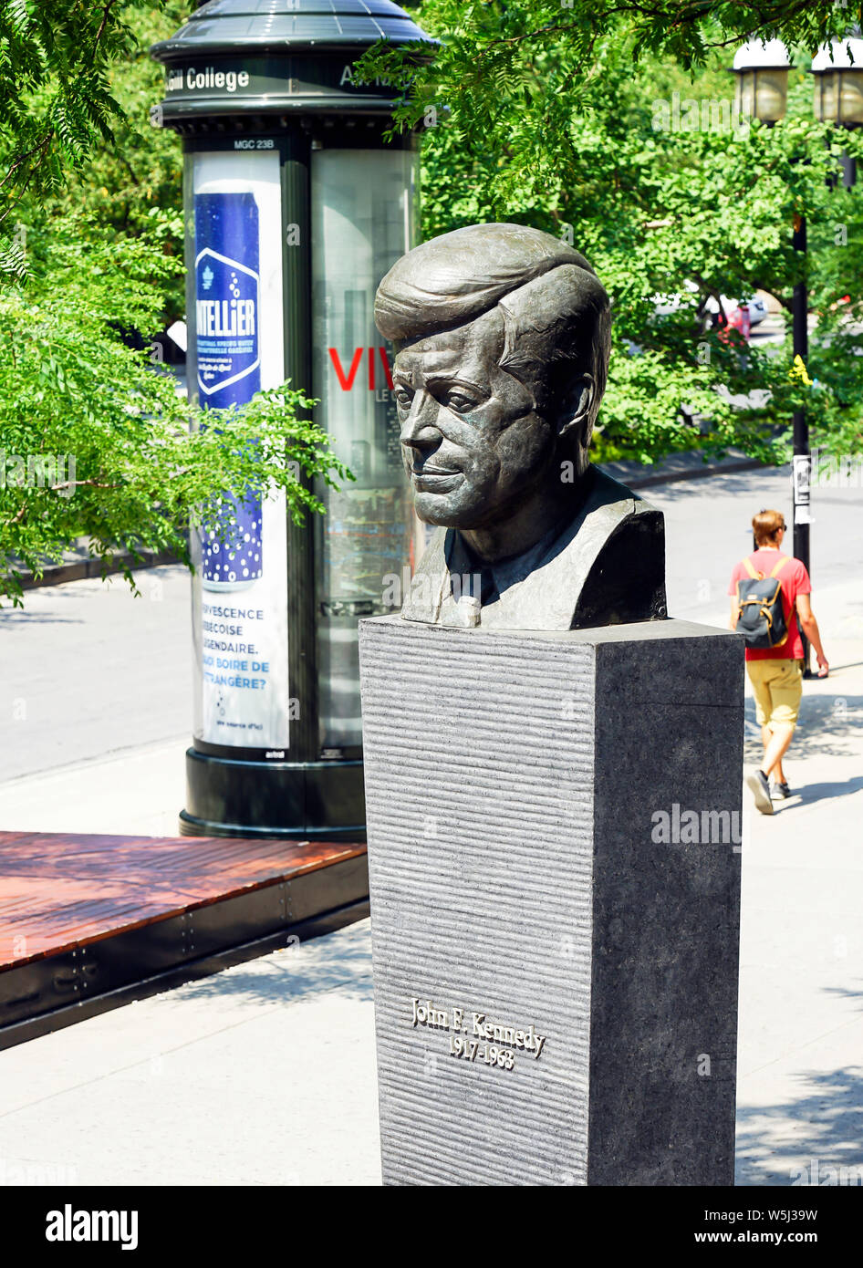 John F. Kennedy memorial/statue in Montreal, Quebec, Canada, old ...