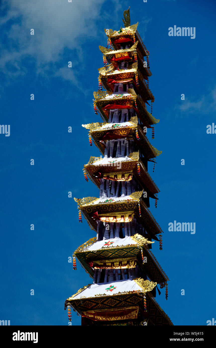 A royal Ngaben cremation funeral pyre and decoration in readiness, by ...