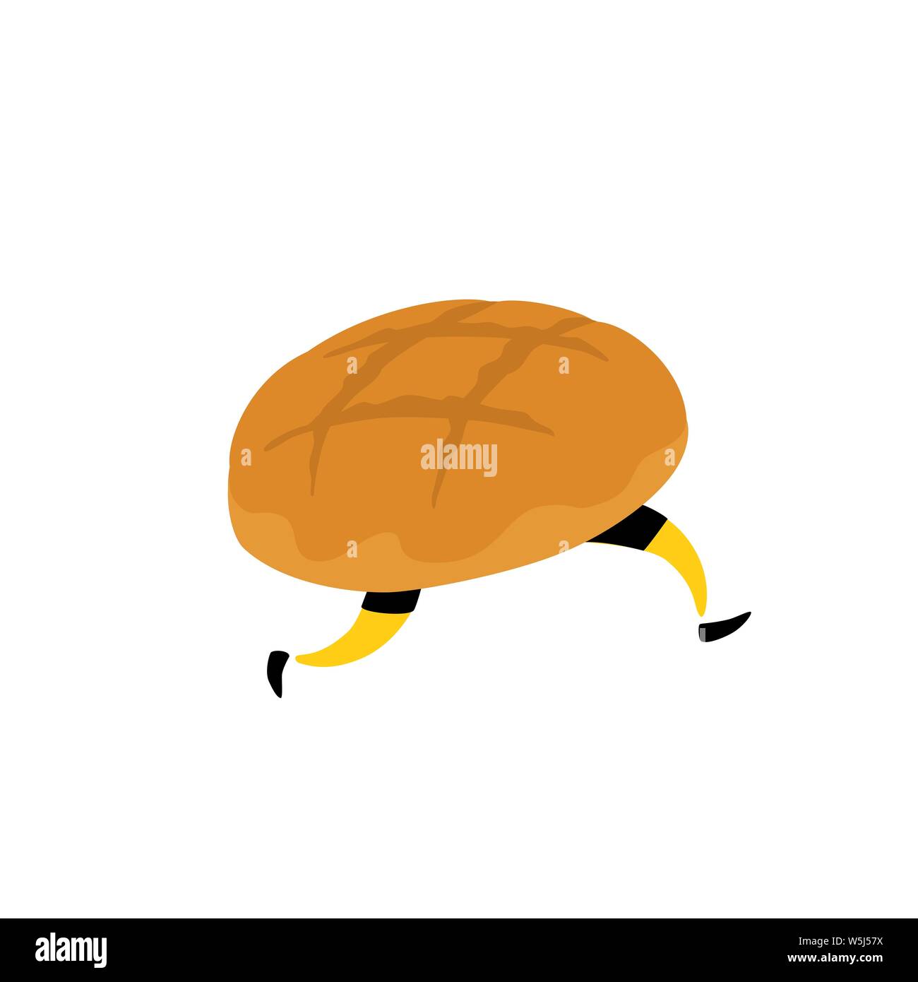 Bread character illustration. Vector. Running crunchy loaf with legs ...