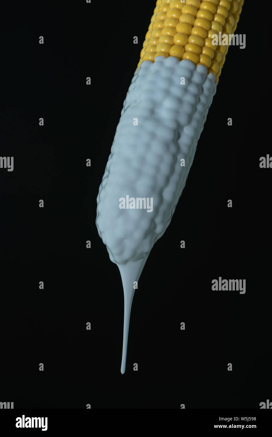 Dripping white paint of corn maze on a black background. Creative ...