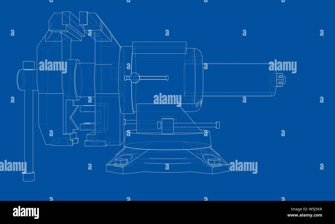 Outline vise vector. Wire-frame style. The layers of visible and ...