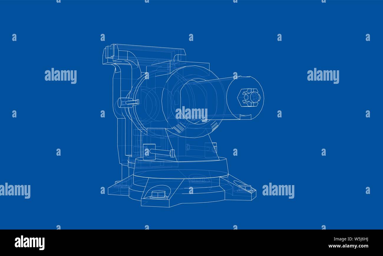 Outline vise vector. Wire-frame style. The layers of visible and ...