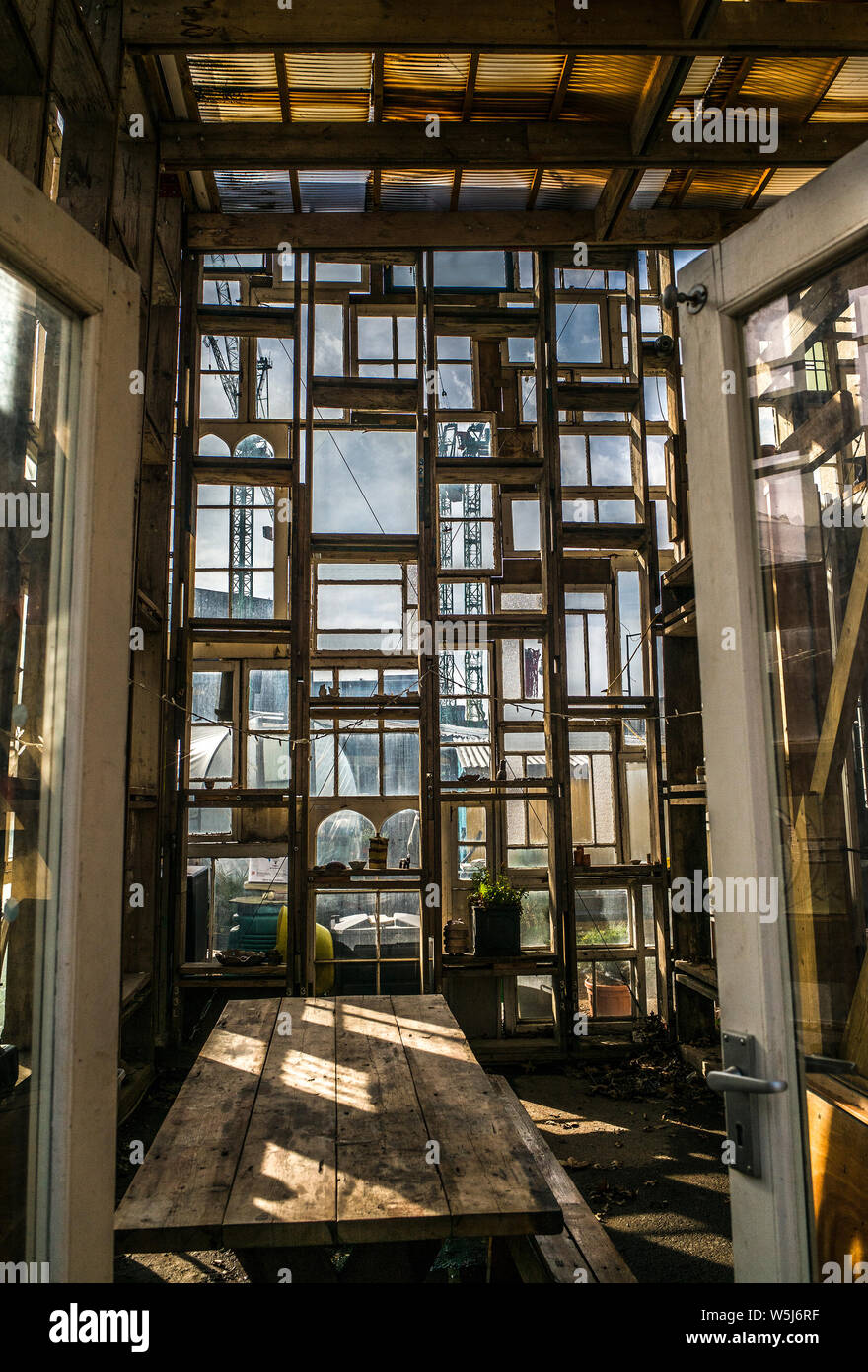 recycled window greenhouse at the skip garden Tapper Walk Kings Cross ...