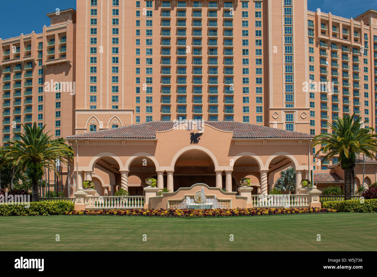 Orlando, Florida. July 16, 2019. Partial view of J W Marriott hotel at ...