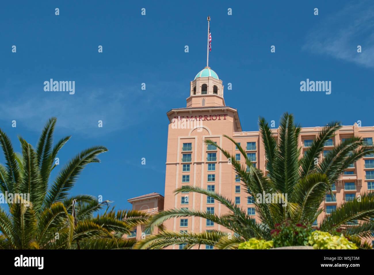 Orlando, Florida. July 16, 2019. Top view of J W Marriott at John Yaung ...