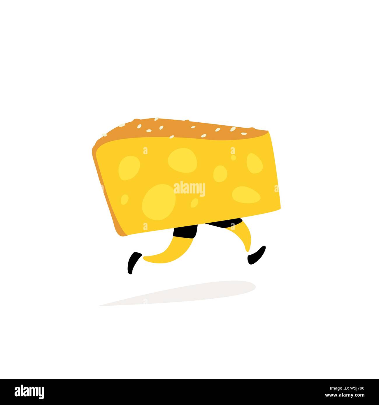Illustration of running cheese. Vector. Character yellow cheese. Icons ...
