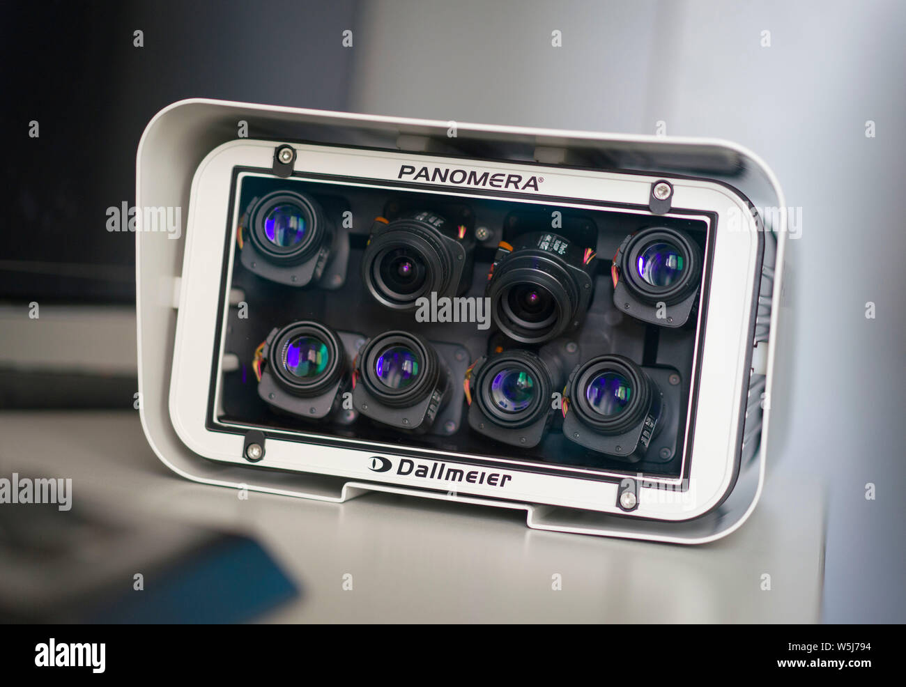 29 July 2019, Hessen, Frankfurt/M.: A new surveillance camera with ...