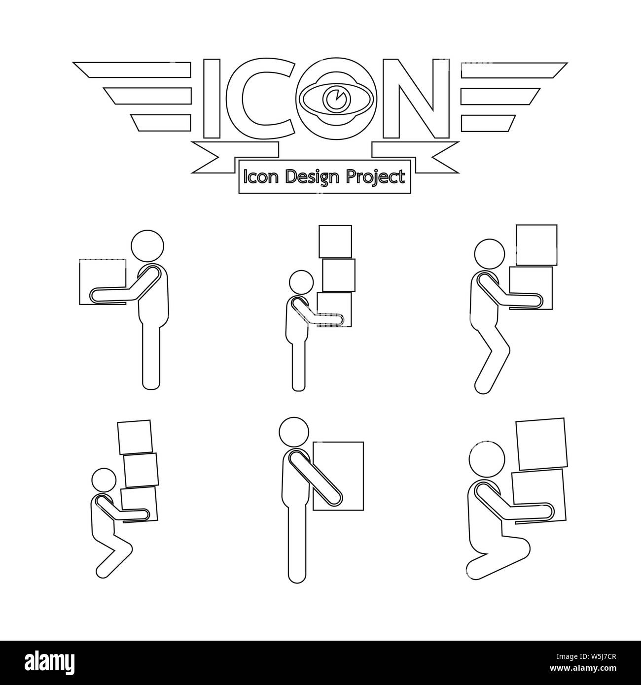 Man moving box pictogram icon Cut Out Stock Images & Pictures - Alamy