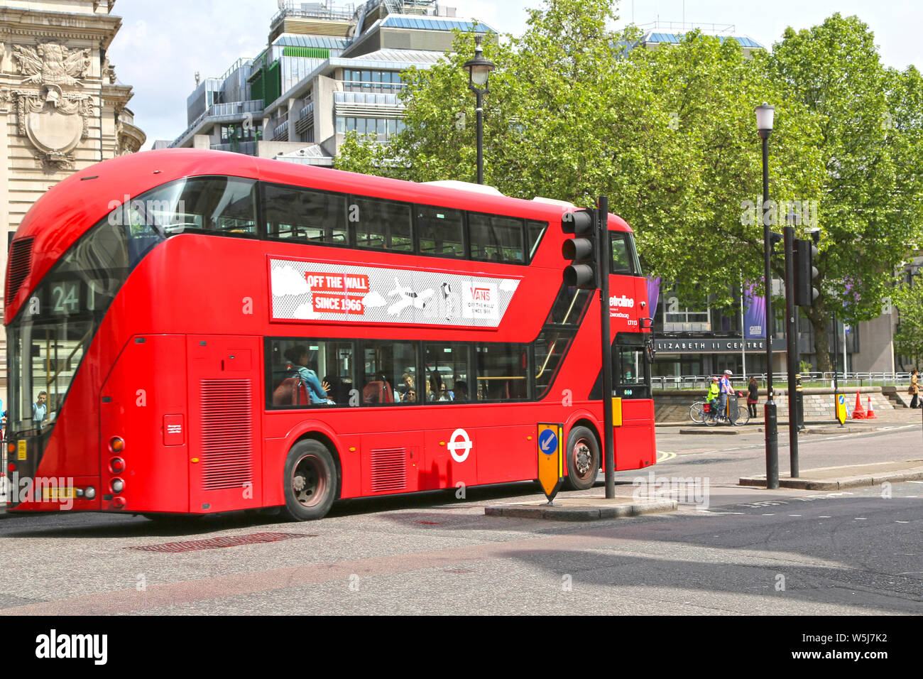 London, Great Britain -May 22, 2016: Red double decker bus in central ...
