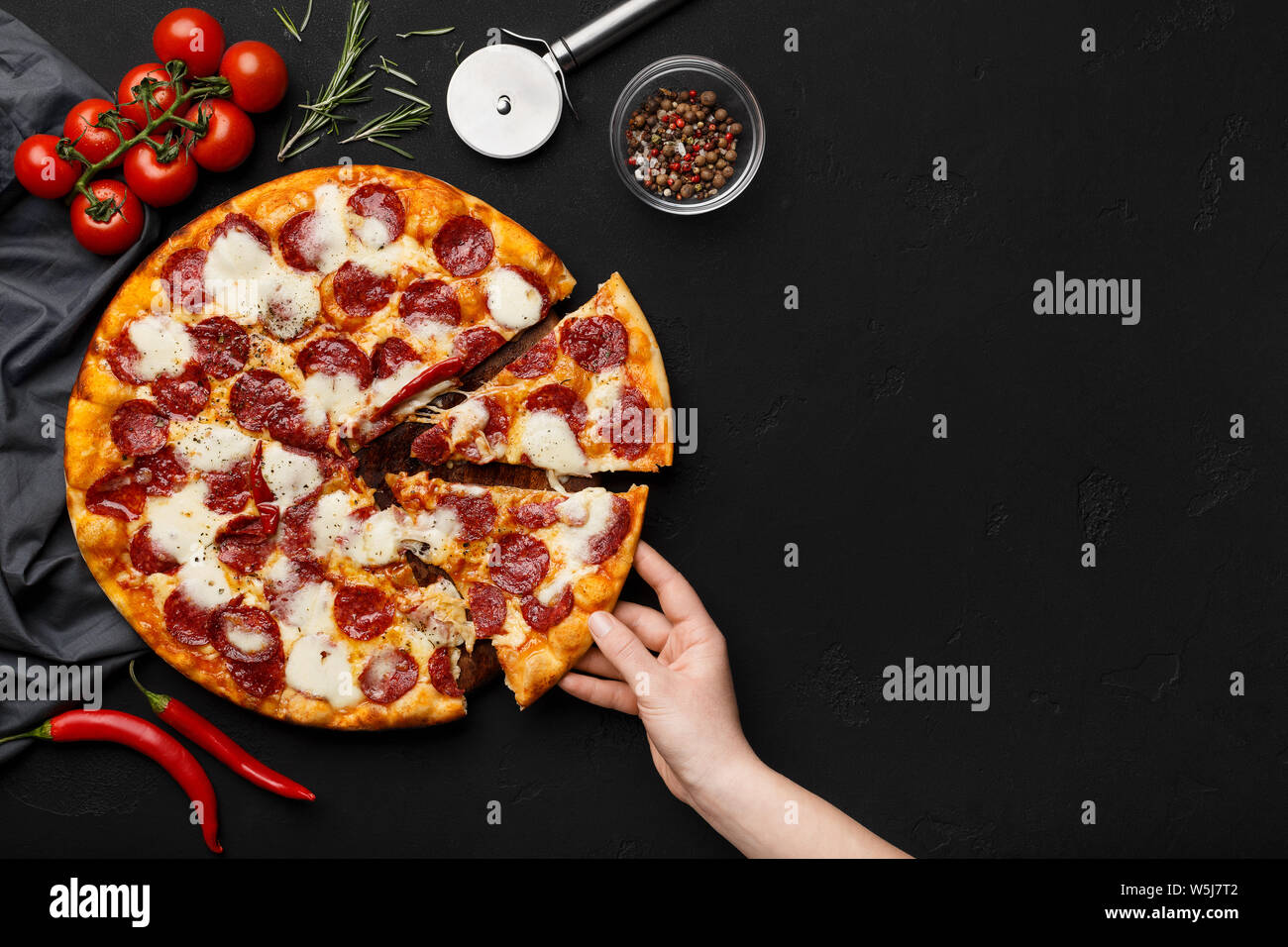 Black pepperoni hi-res stock photography and images - Alamy