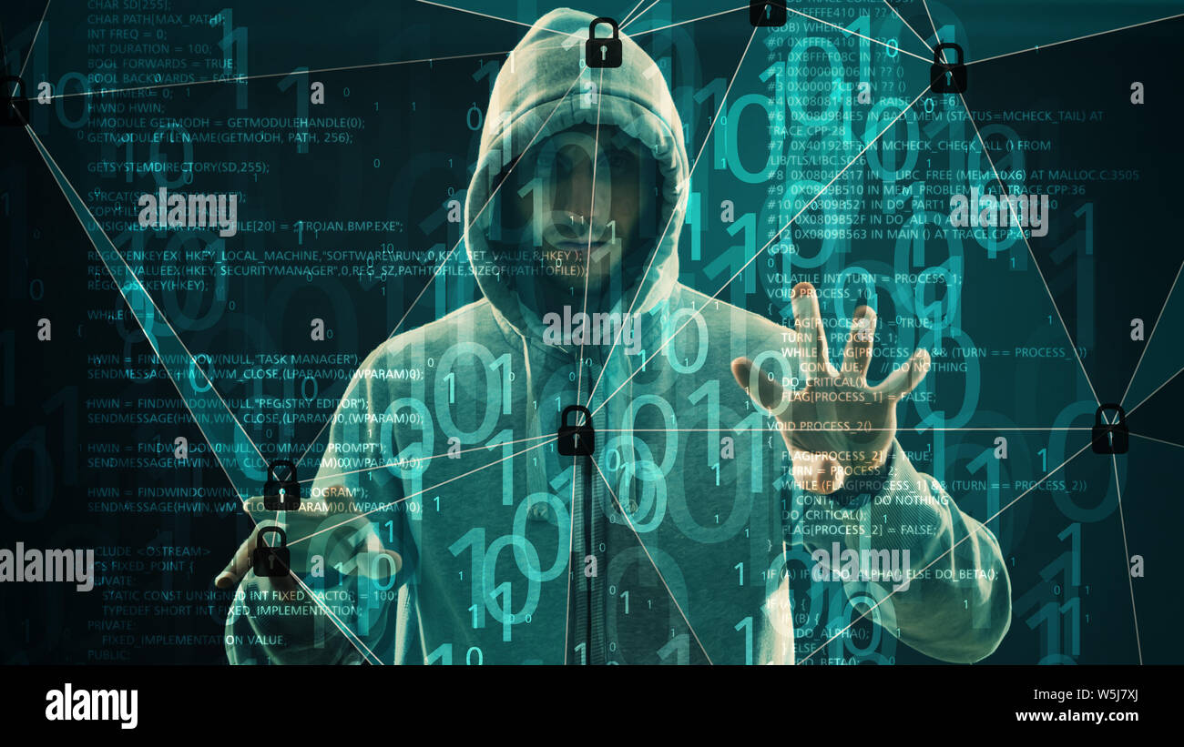 Cyber warfare attacks, binary code artificial neural network Stock ...