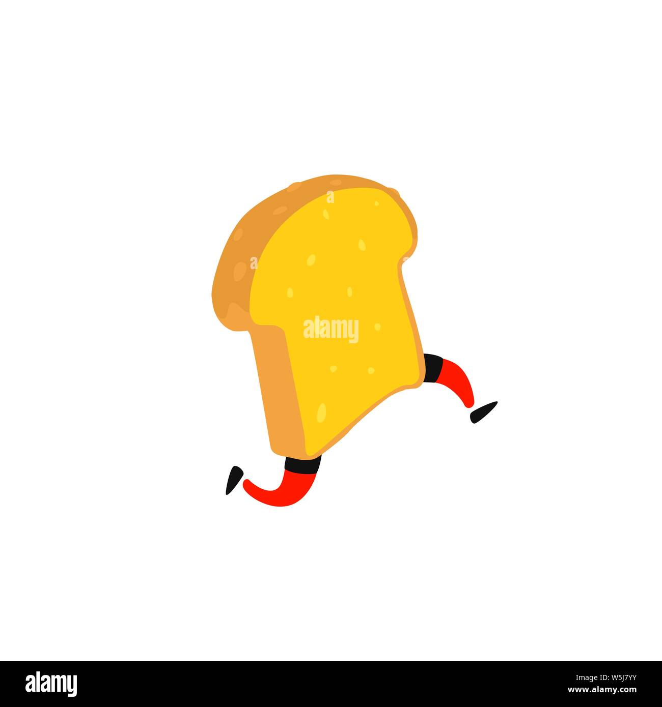 Illustration of a running toaster. Running a piece of bread. Vector ...