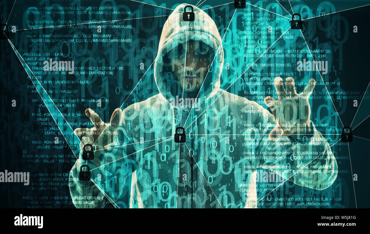 Cybercrime cyber threat, binary bots attack Stock Photo - Alamy