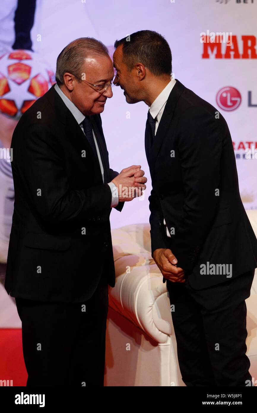 FLORENTINO PEREZ AND JORGE MENDES DURING CRISTIANO RONALDO RECEIVES THE ...