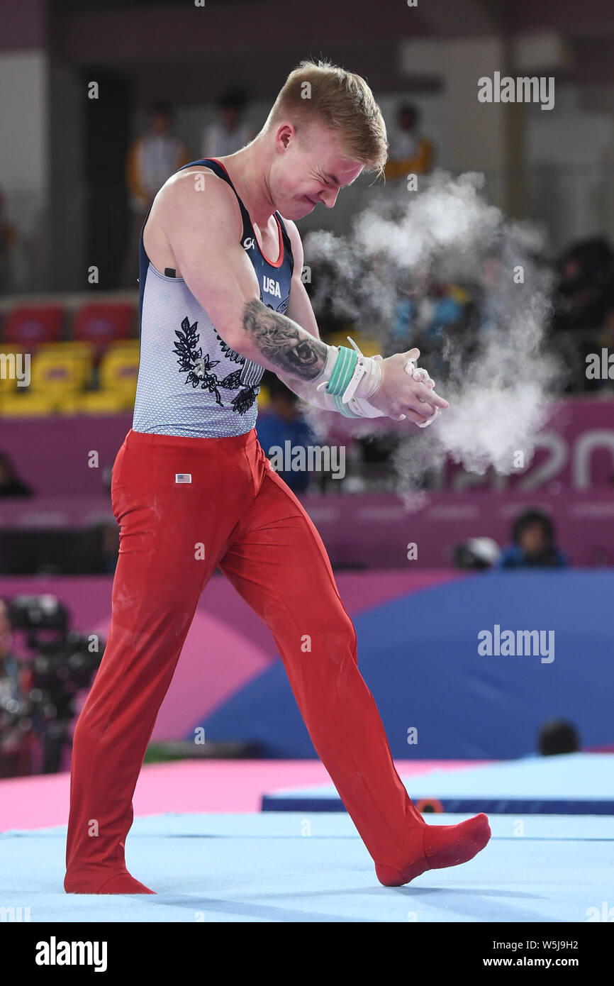July 28, 2019, Lima, Peru: CAMERON BOCK from the US celebrates after ...