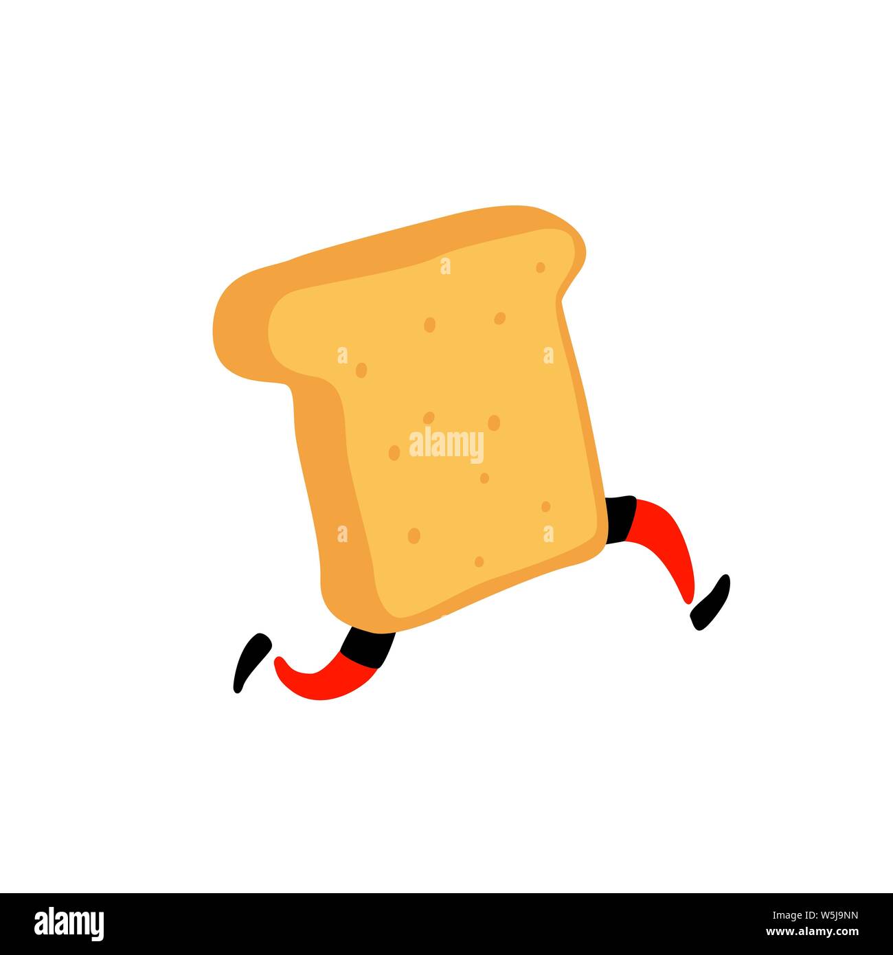 Illustration of a running toaster. Running a piece of bread. Vector ...