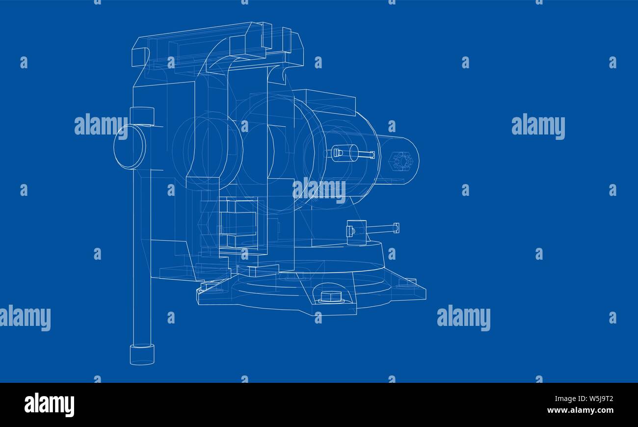 Outline vise vector. Wire-frame style. The layers of visible and ...