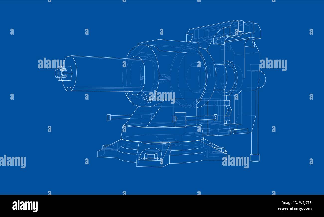 Outline vise vector. Wire-frame style. The layers of visible and ...