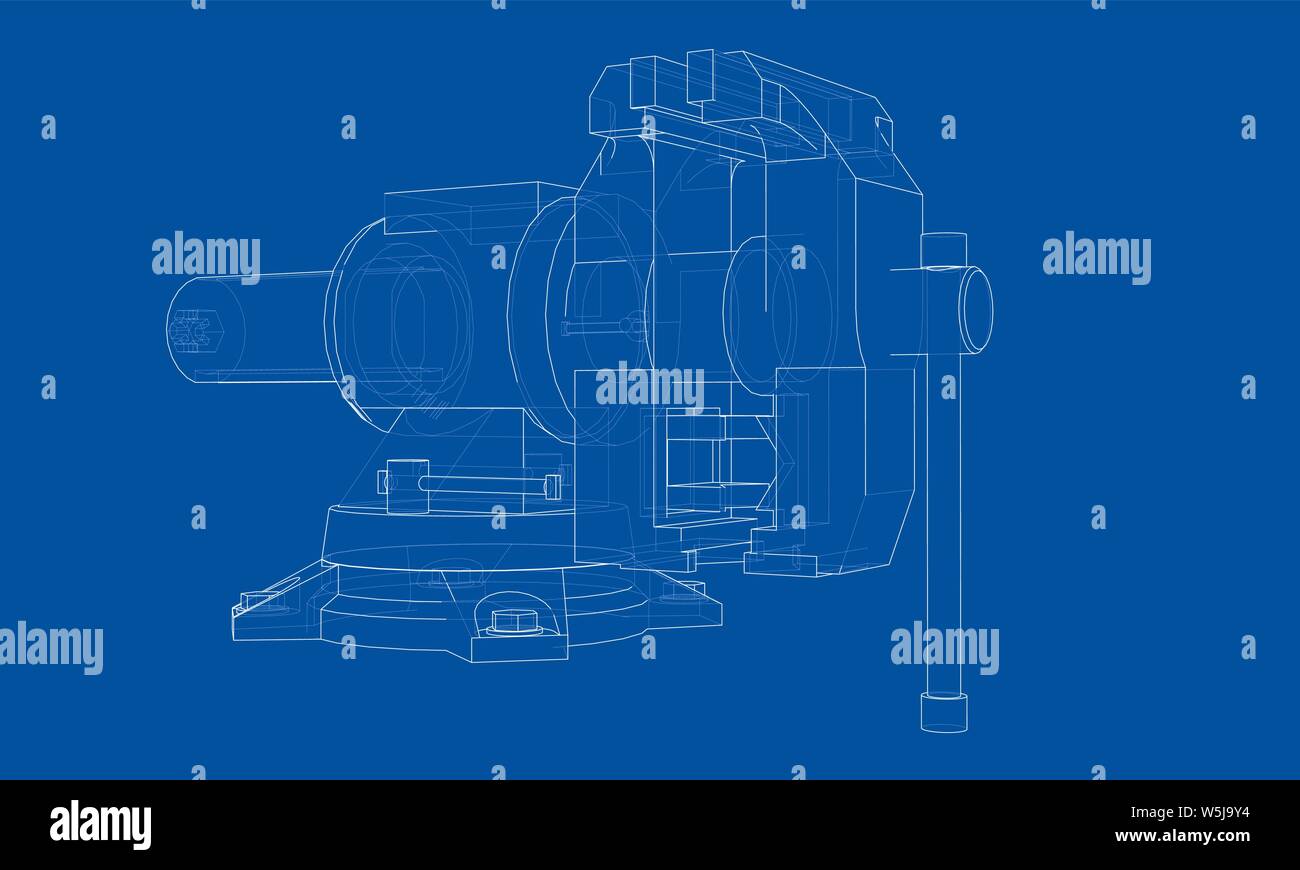 Outline vise vector. Wire-frame style. The layers of visible and ...