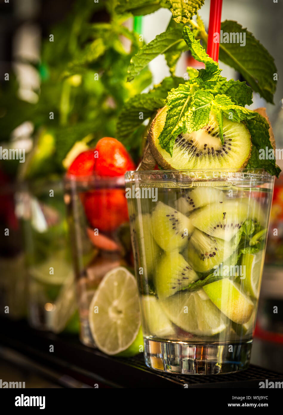 Fruit and berry cocktails in bar in Italy Stock Photo - Alamy