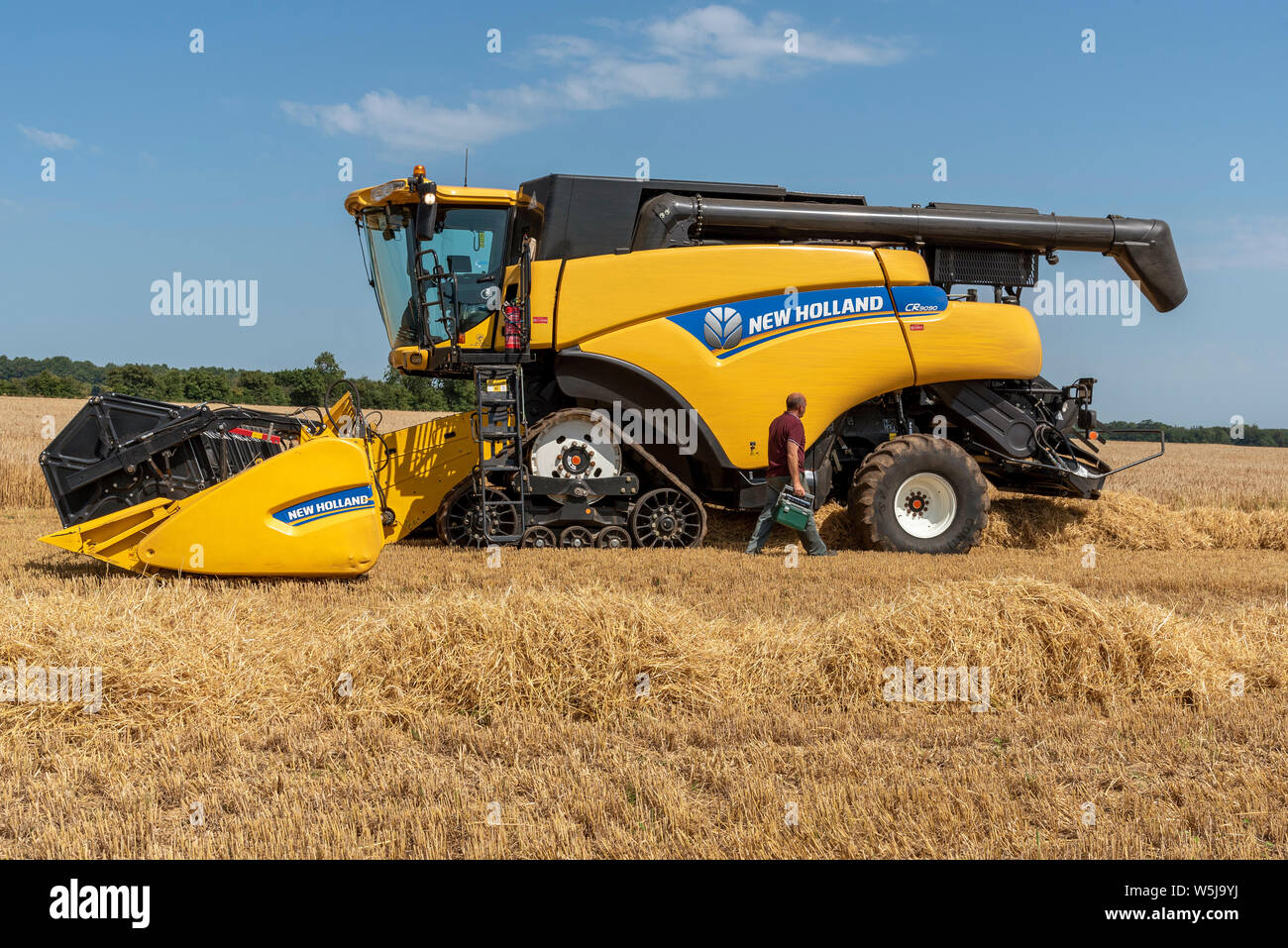 Cheltenham, Gloucestershire, England, UK, Combine harvester driver with ...