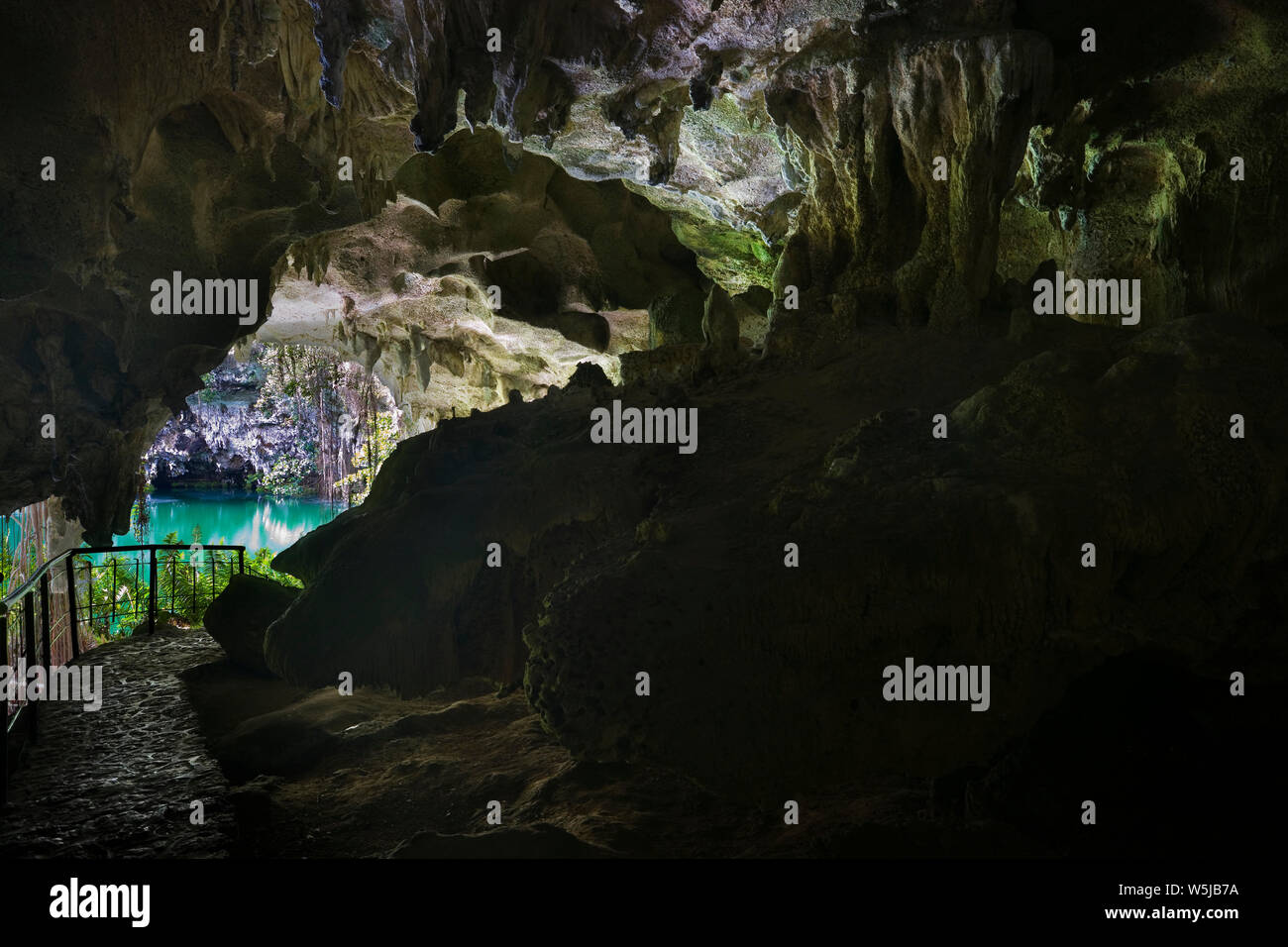 Los Tres Ojos - series of three lakes located in limestone cave in ...