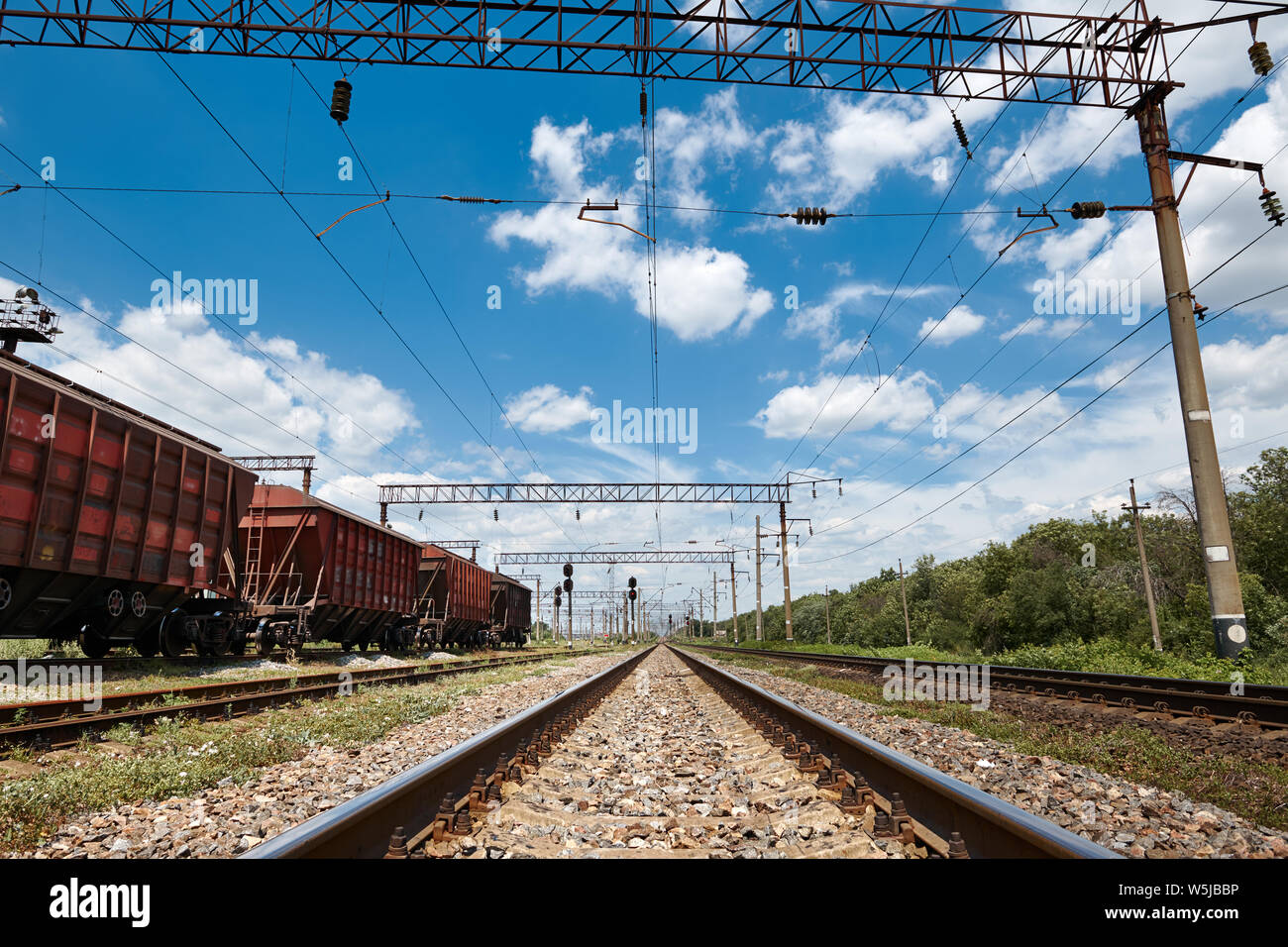 Industrial railway - wagons, rails and infrastructure, electric power ...