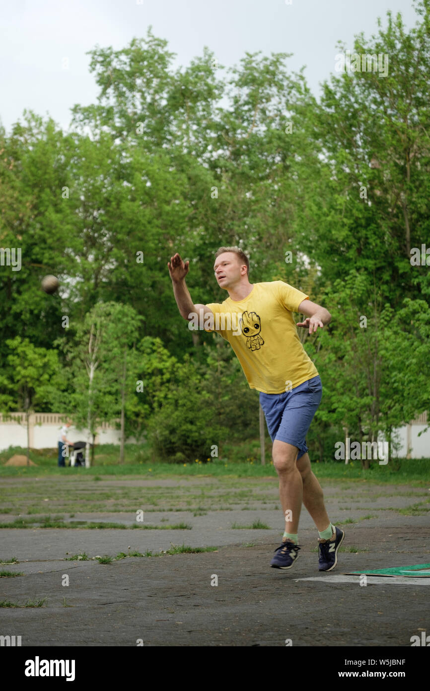 MOSCOW, RUSSIA - MAY 10, 2019: Russian athlete Aleksandr Lyutikov ...