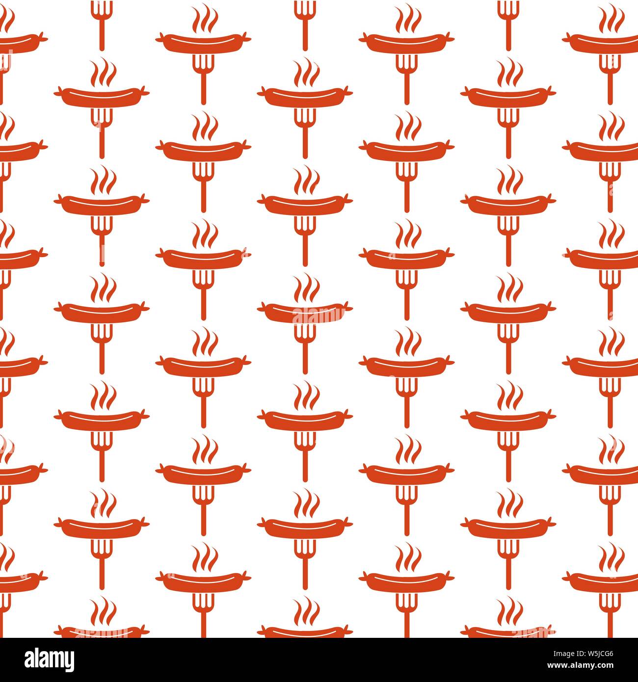 Pattern background Sausage grilled with fork icon Stock Vector Image ...