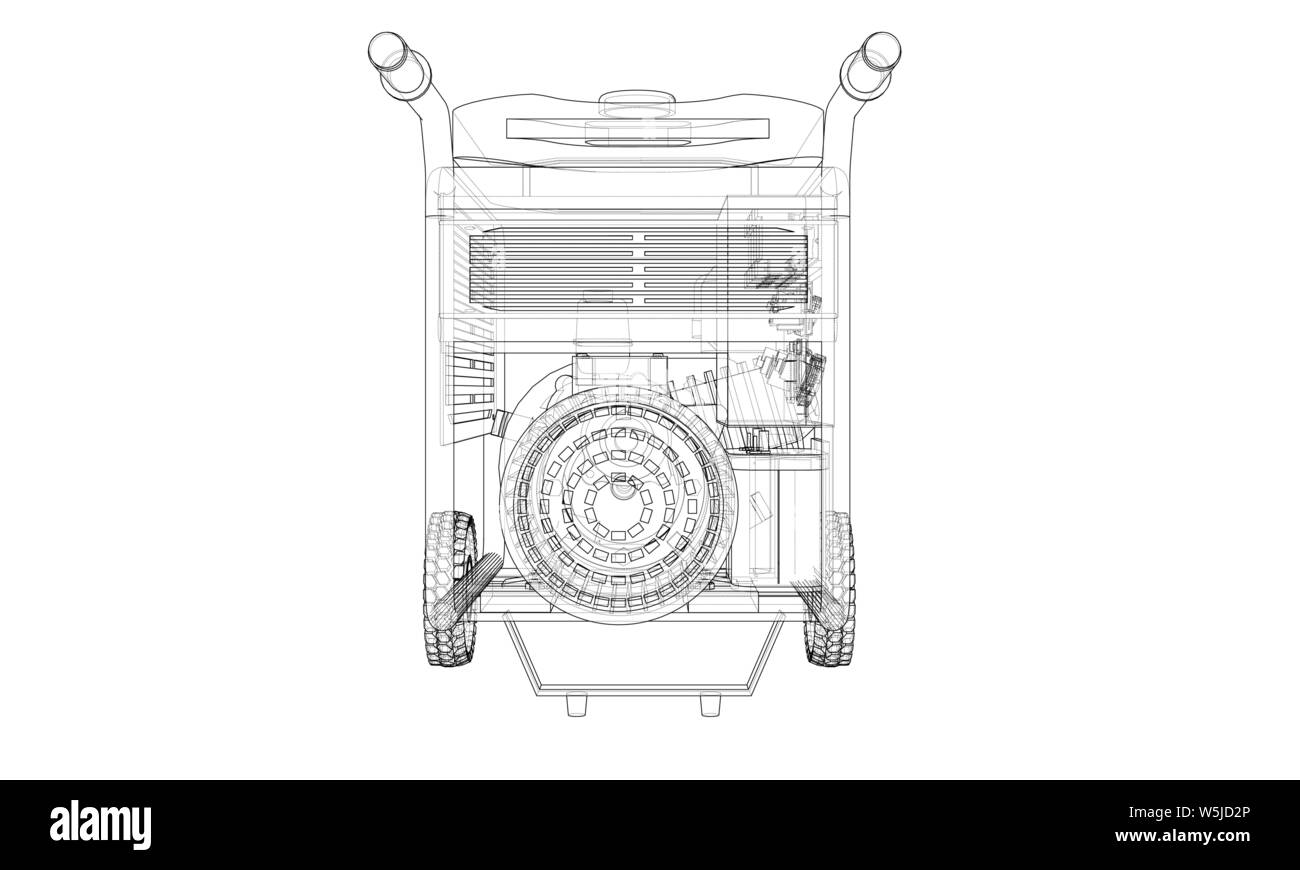 Outline portable gasoline generator vector. Wire-frame style. The ...