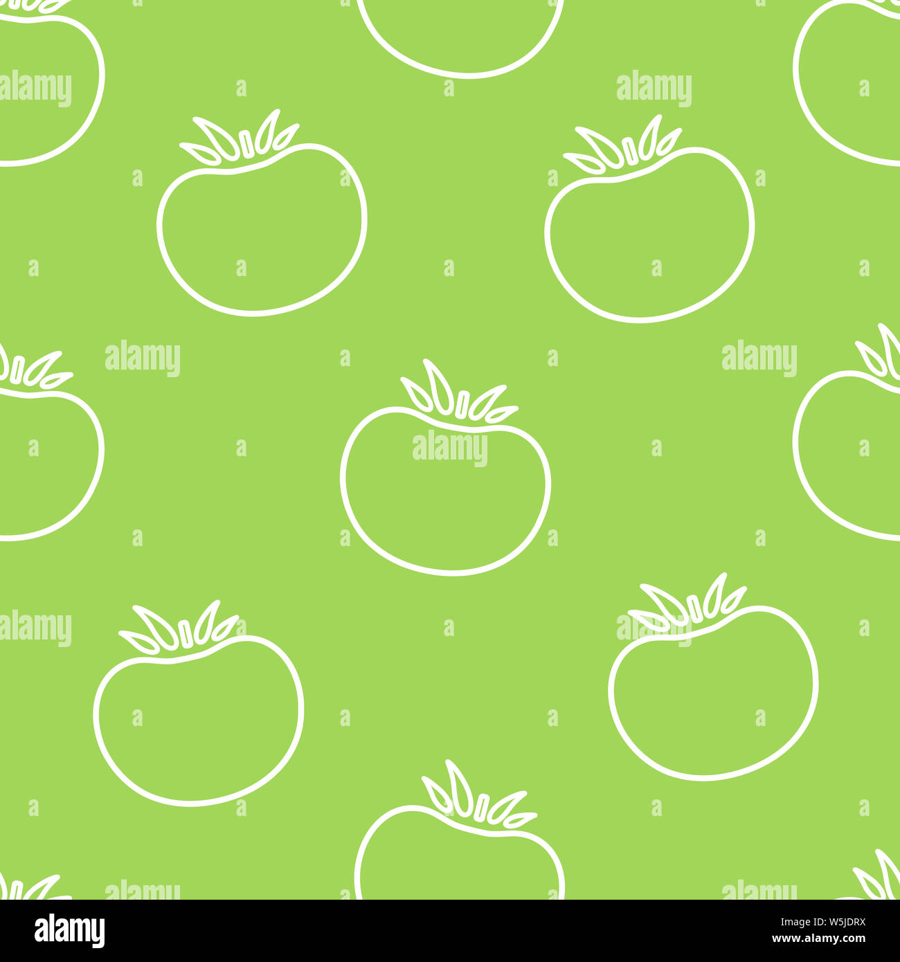 Tomato contour vegetable seamless pattern flat illustration. Natural ...