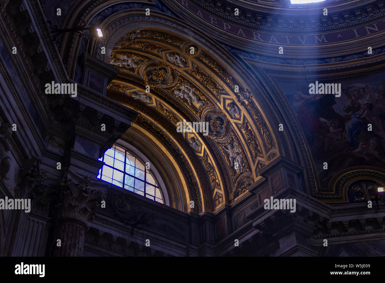 Rome, Italy - Jun 16 2019: A portrait of a window of a Roman catholic ...