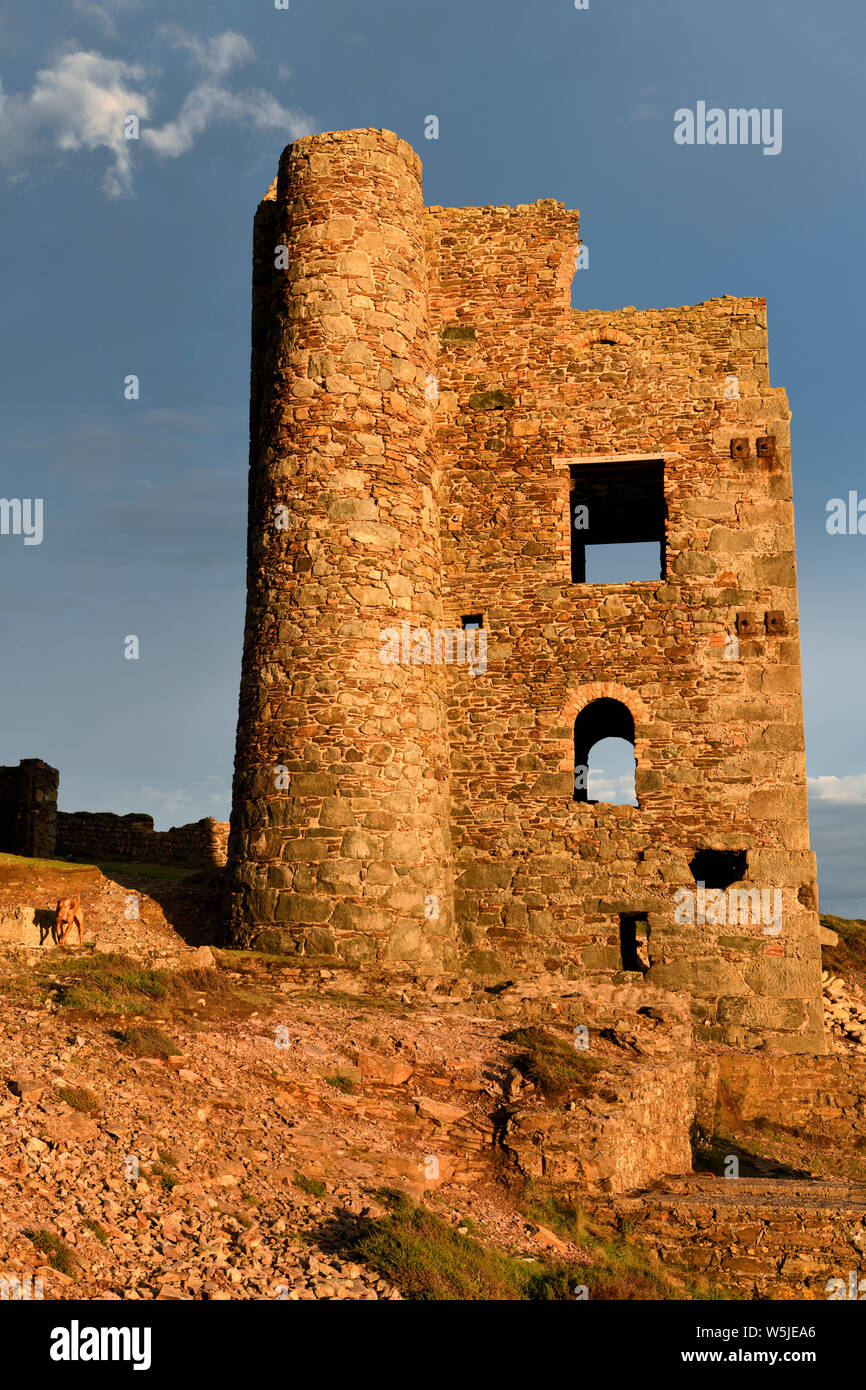 Abandoned Stone ruins of Stamps and Whim Engine house at Wheal Coates ...