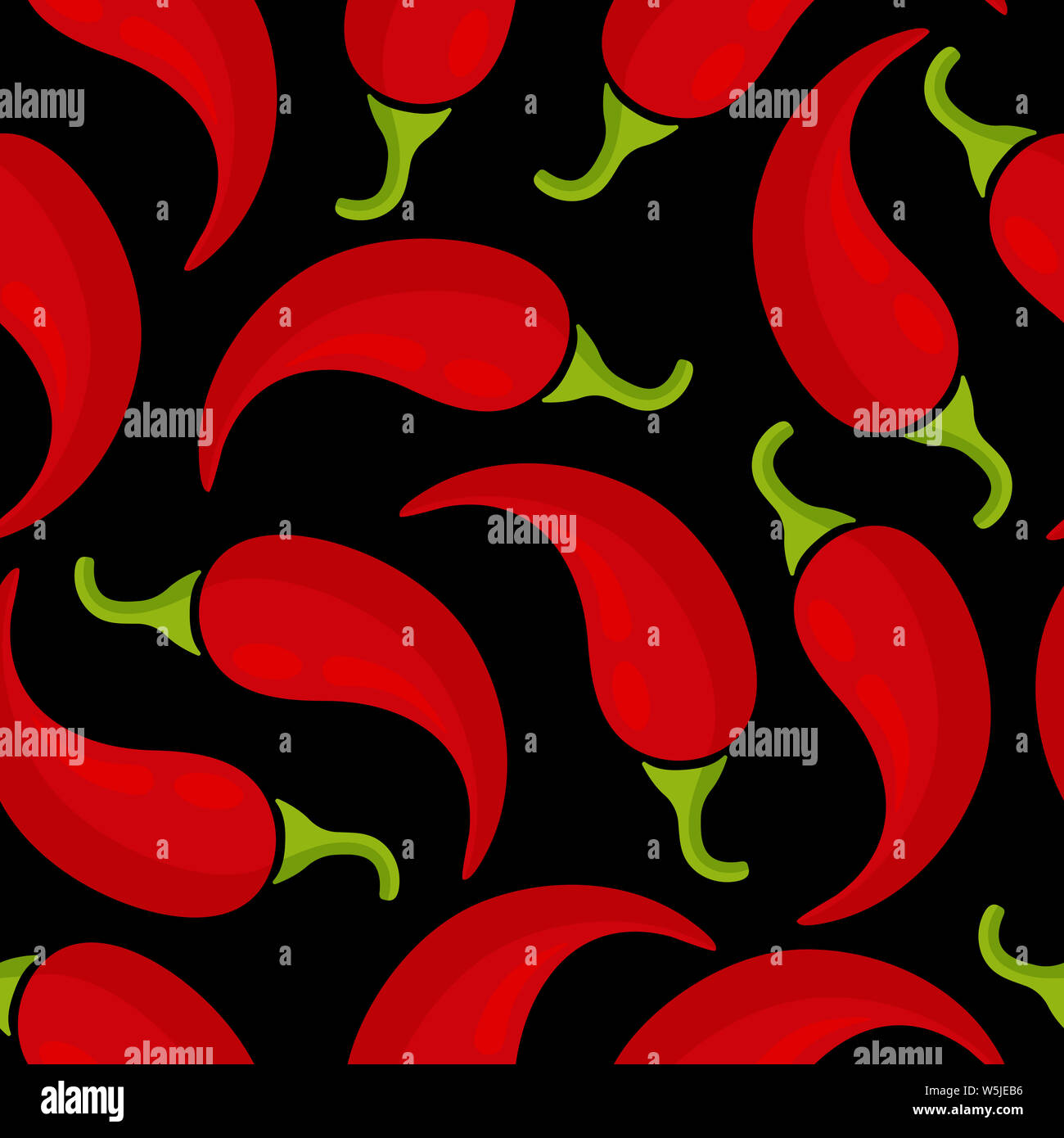 Chilli vegetable seamless background flat illustration. Fresh food ...
