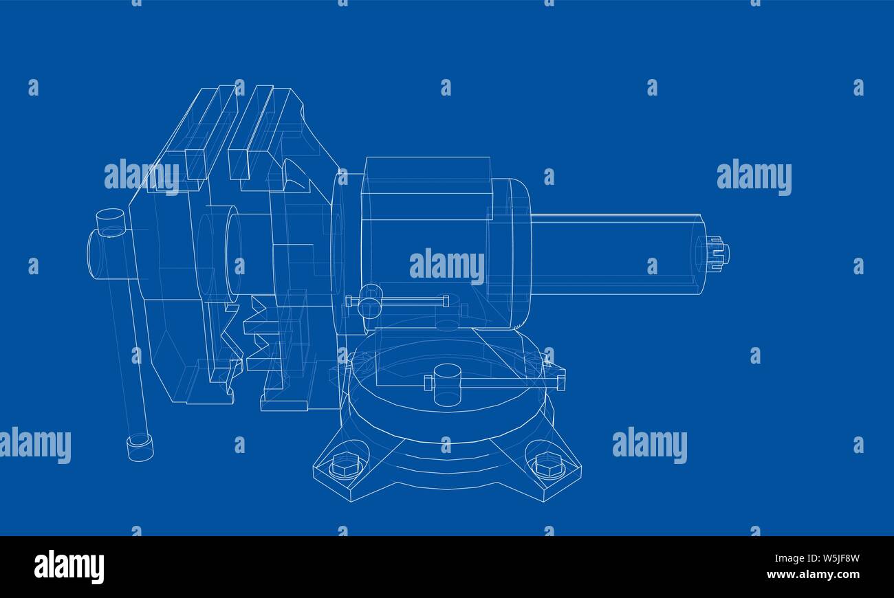 Outline vise vector. Wire-frame style. The layers of visible and ...